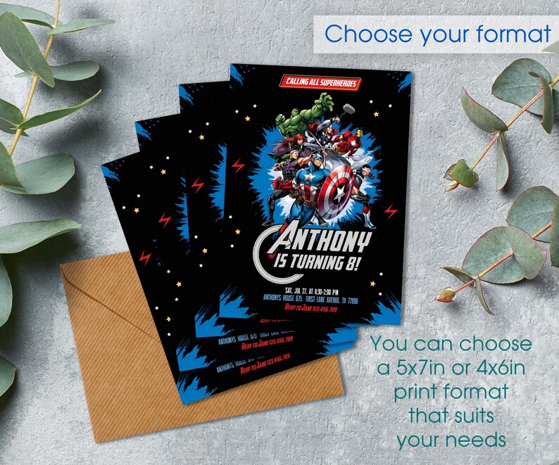Avengers Birthday Invitation, Comics Superhero Invite, Printable ...