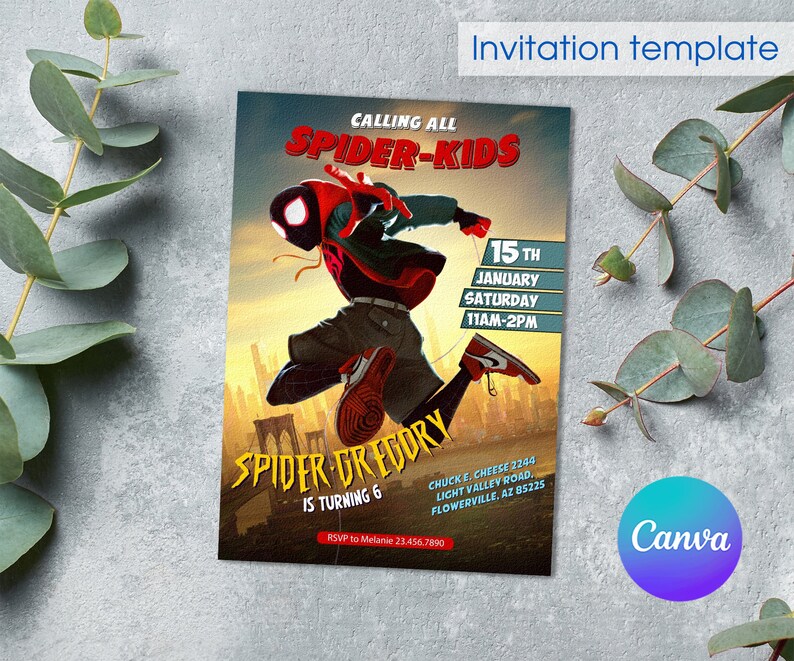 Spiderman Birthday Invitation, Comics Superhero Invite, Printable ...