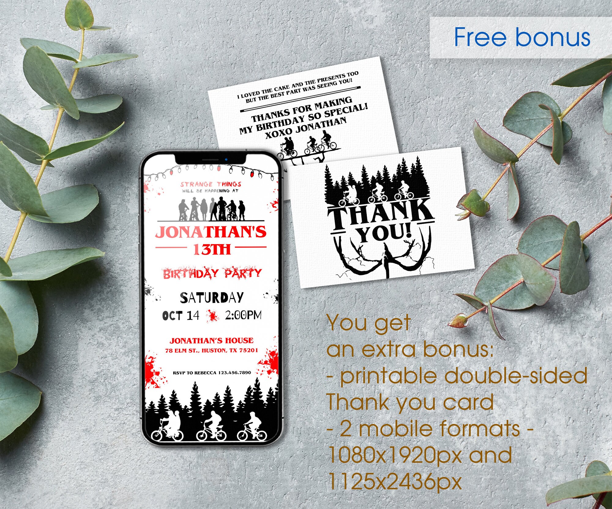 Stranger Things Birthday Invite, Printable Boy Girl Birthday Invitation ...