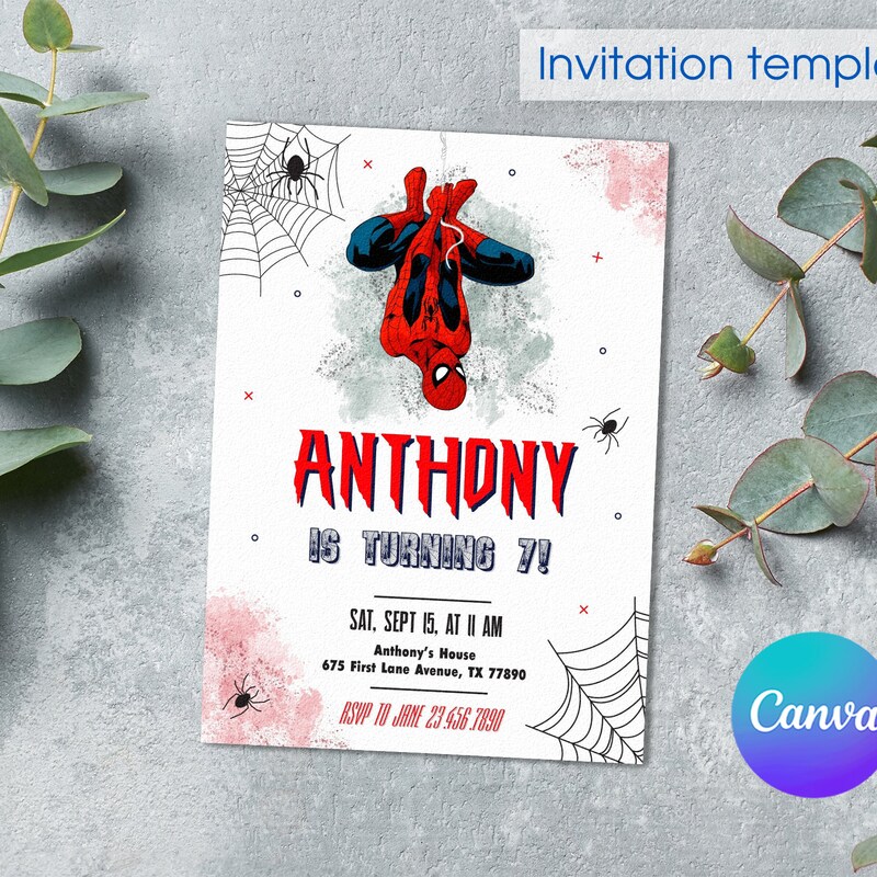 Spiderman Invitation - Etsy