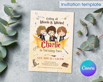 Wizard Birthday Invitation, Printable Wizard Party Invite, Witches ...