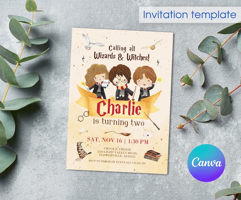 Wizard Birthday Invitation, Printable Wizard Party Invite, Witches ...