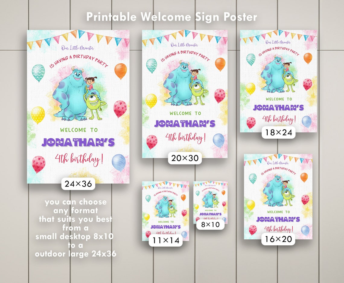 Monster Inc Printable Welcome Sign Template, Monsters University ...