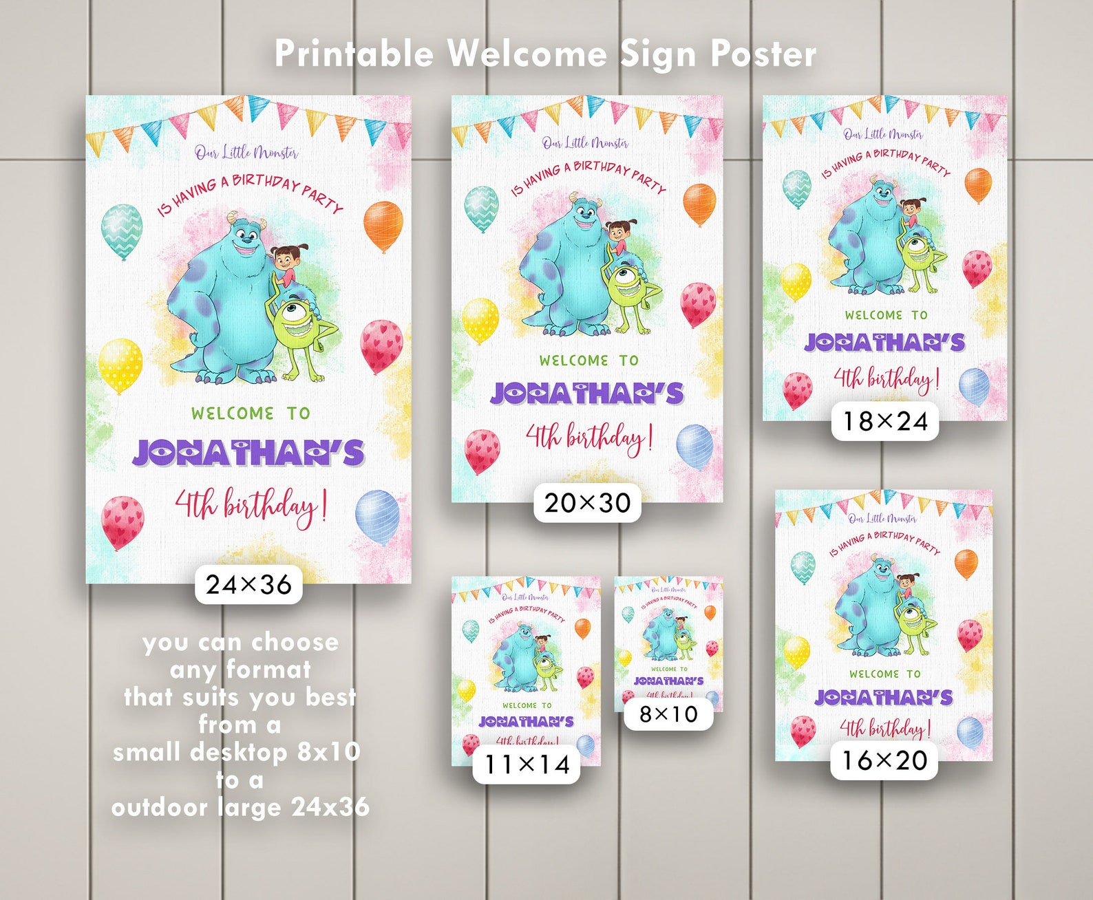 Monster Inc Printable Welcome Sign Template, Monsters University ...