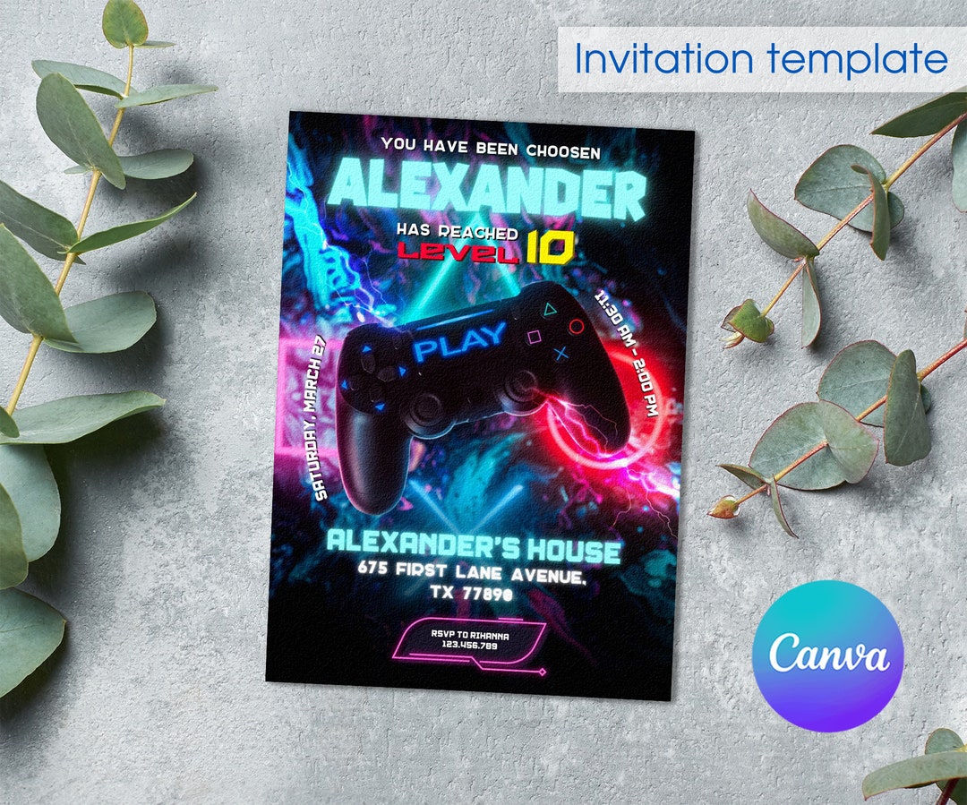 Gaming Birthday Invitation, Game Invite, Game Invitation, Game Instant ...