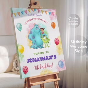 Monster Inc Printable Welcome Sign Template, Monsters University ...