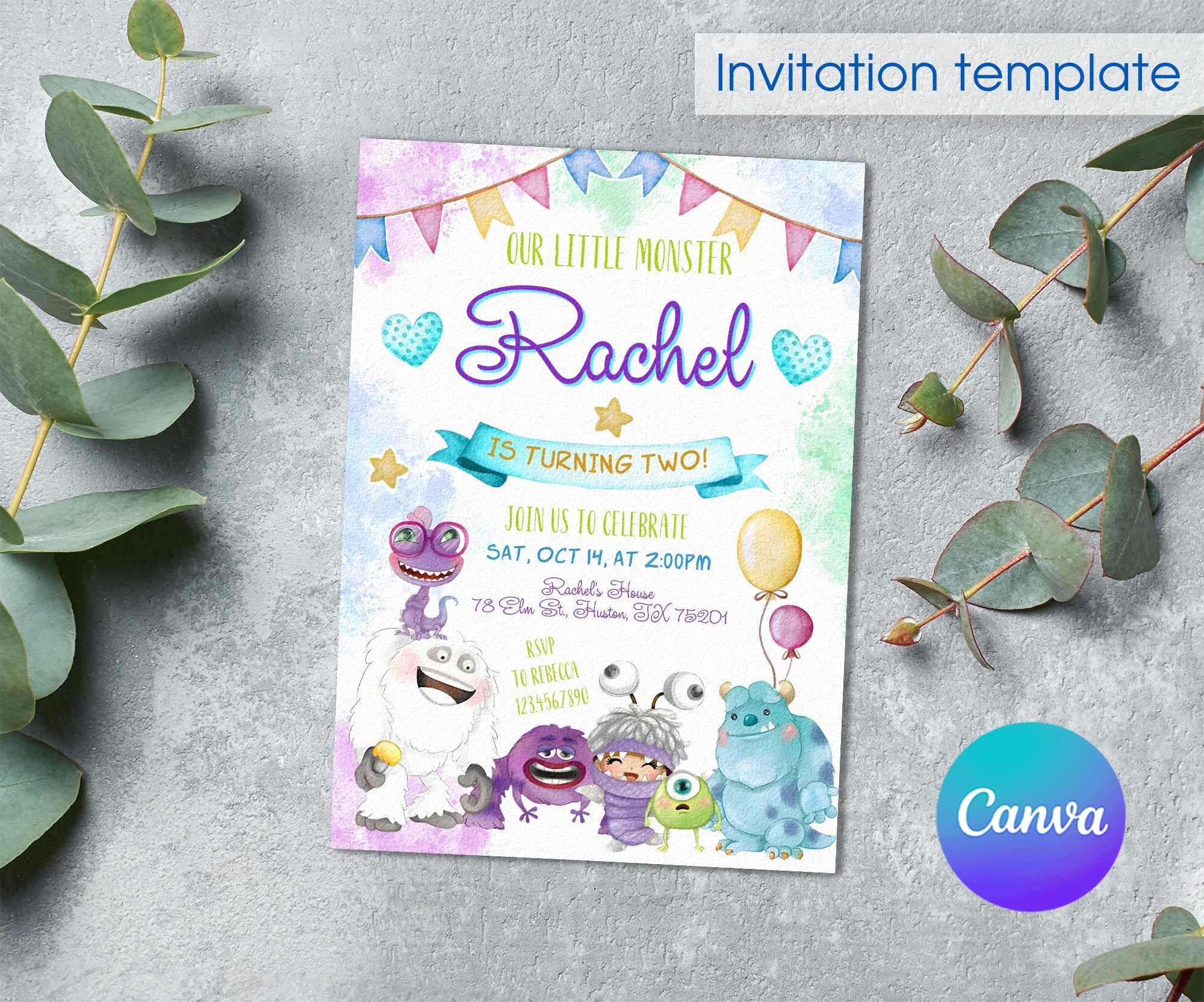 Monster Birthday Invitation, 1st Birthday Invite, Printable Monsters ...