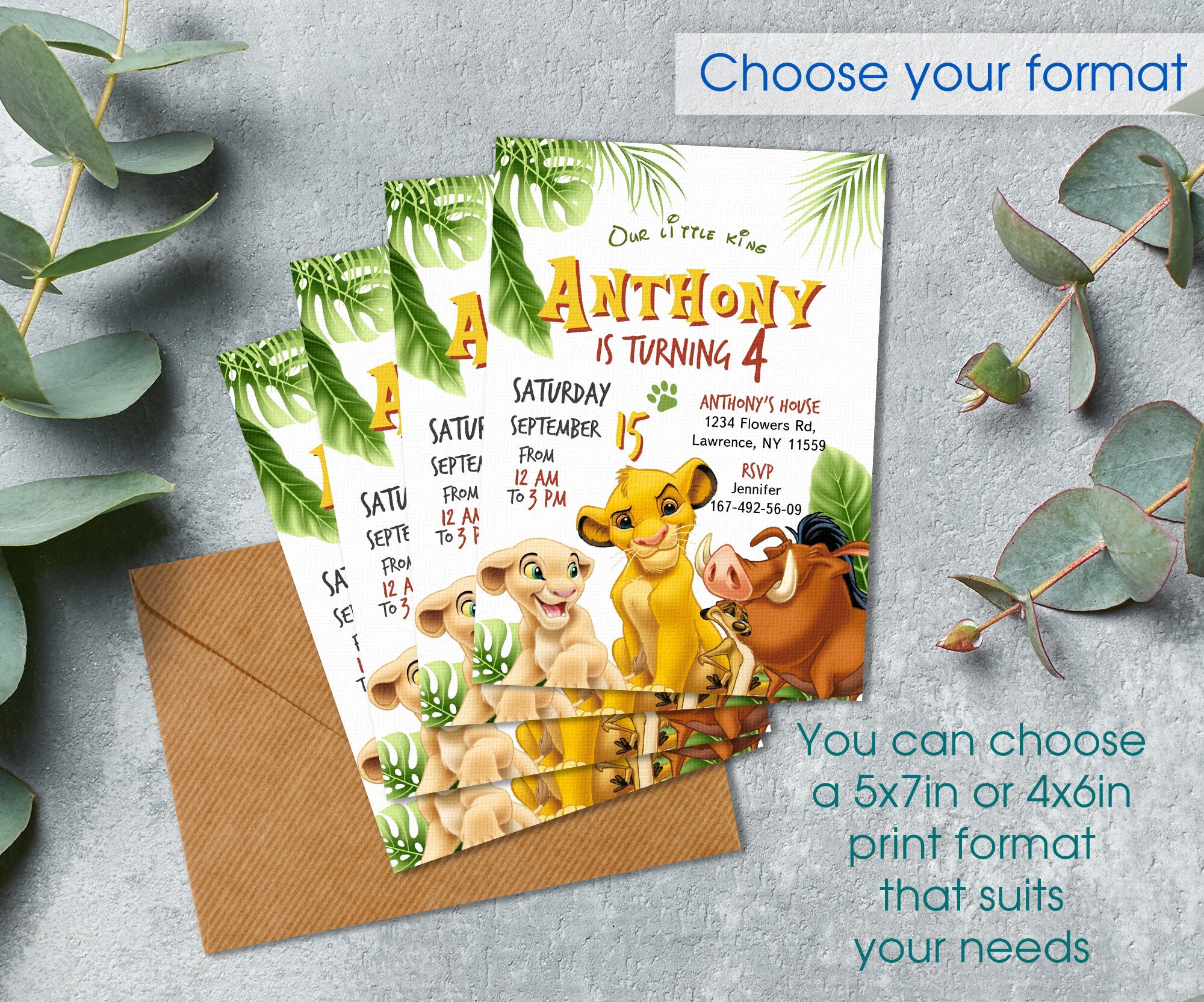 Lion King Printable Birthday Invitation, Simba Birthday Invite, Safari ...