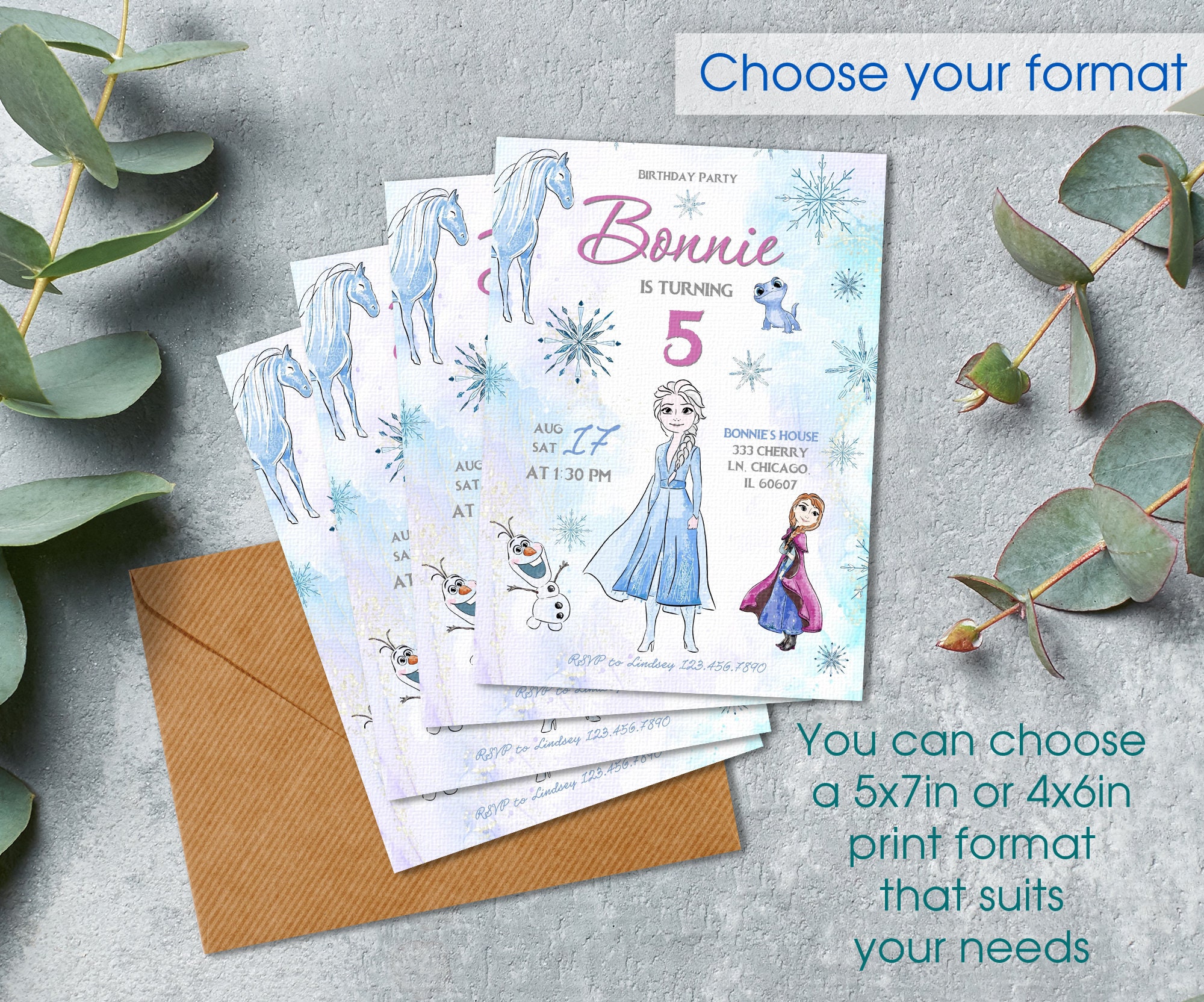 Princess Elsa Invite, Frozen Anna Invite Template, Girl Birthday ...