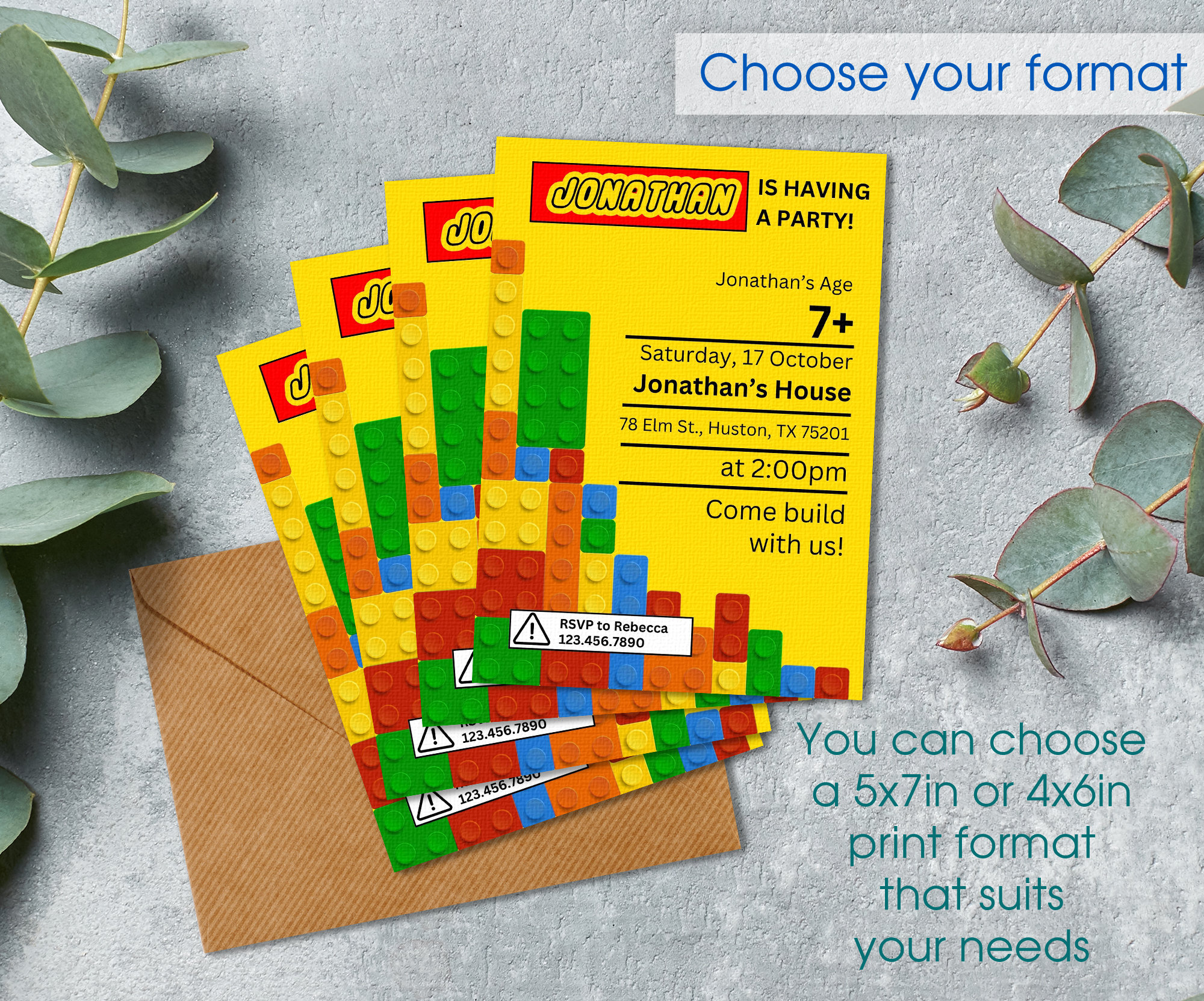 Building Blocks Invitation, Construction Birthday Invitation, Printable ...