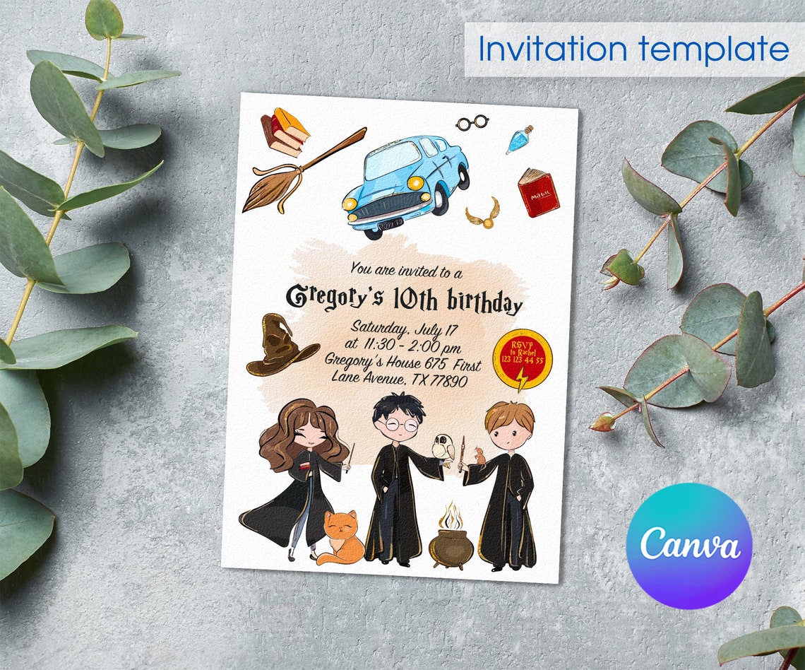 Wizard Birthday Invitation, Printable Wizard Party Invite, Witches ...
