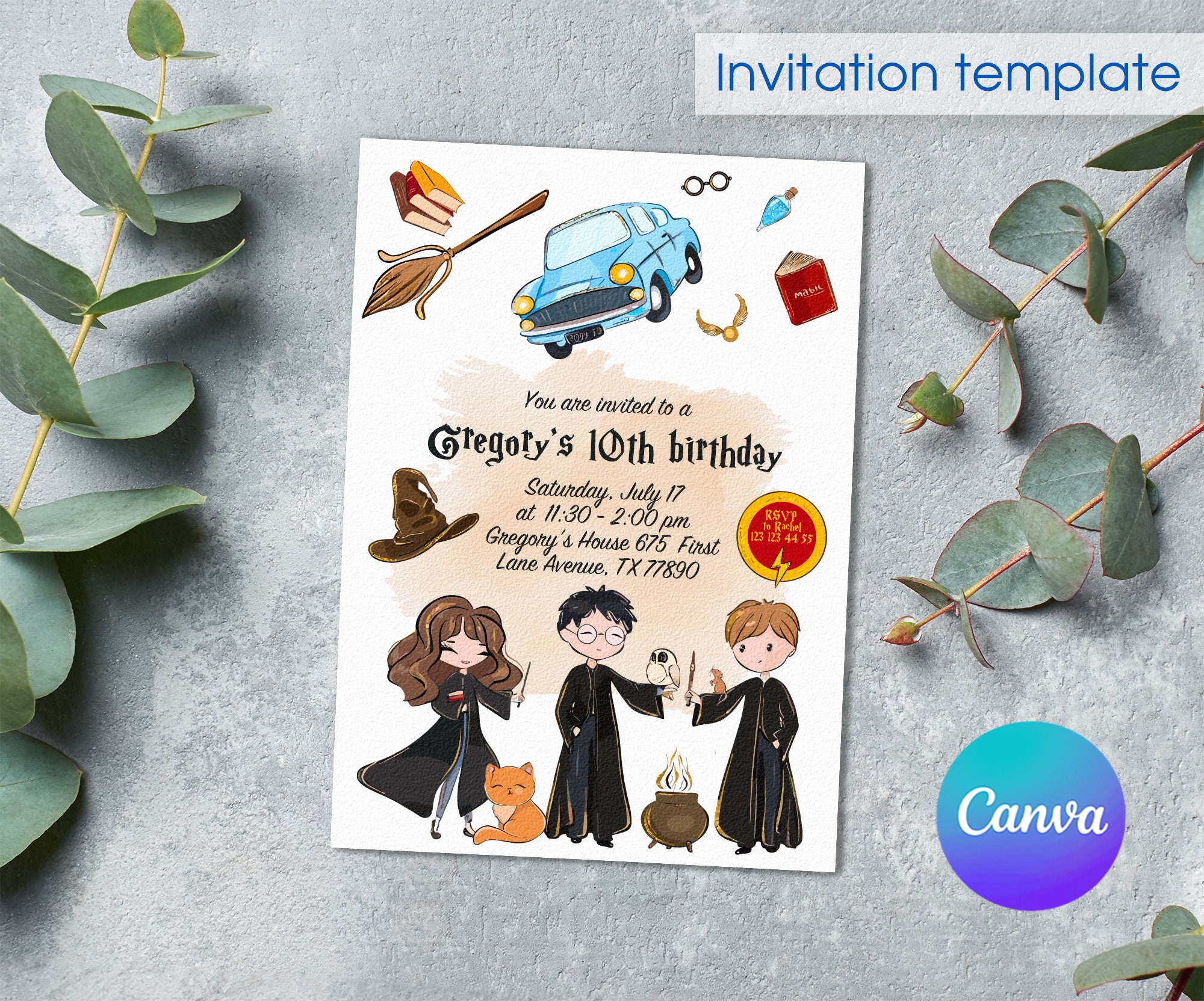 Wizard Birthday Invitation, Printable Wizard Party Invite, Witches ...