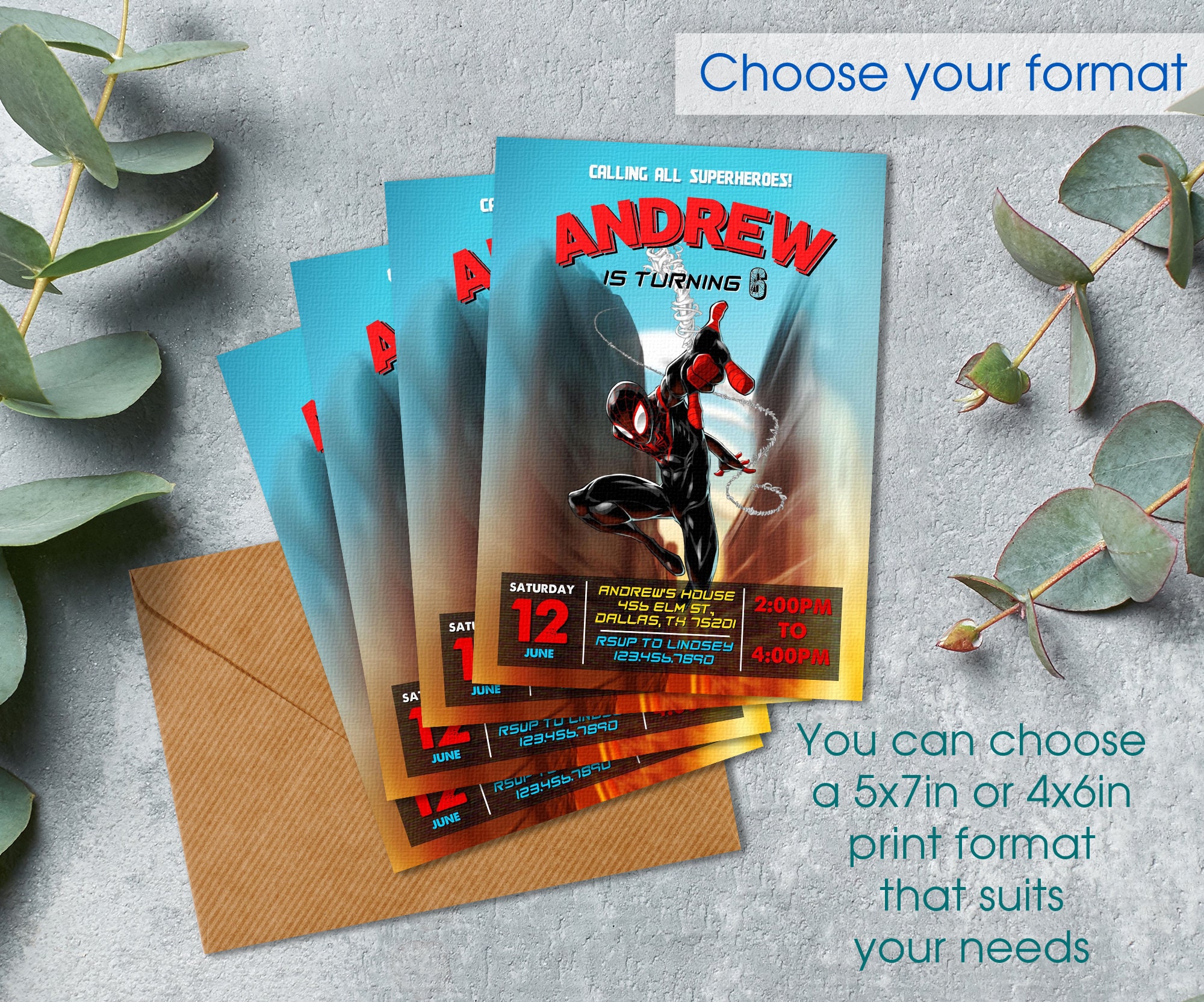 Spiderman Birthday Invitation, Comics Superhero Invite, Printable ...