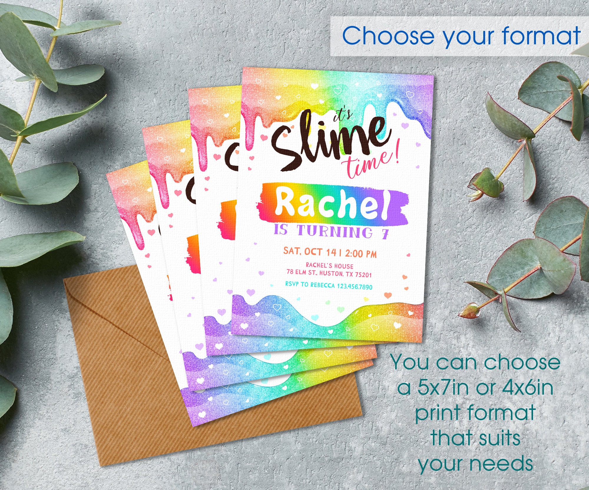 Slime Party Birthday Invitation Printale Slime Invite - Etsy