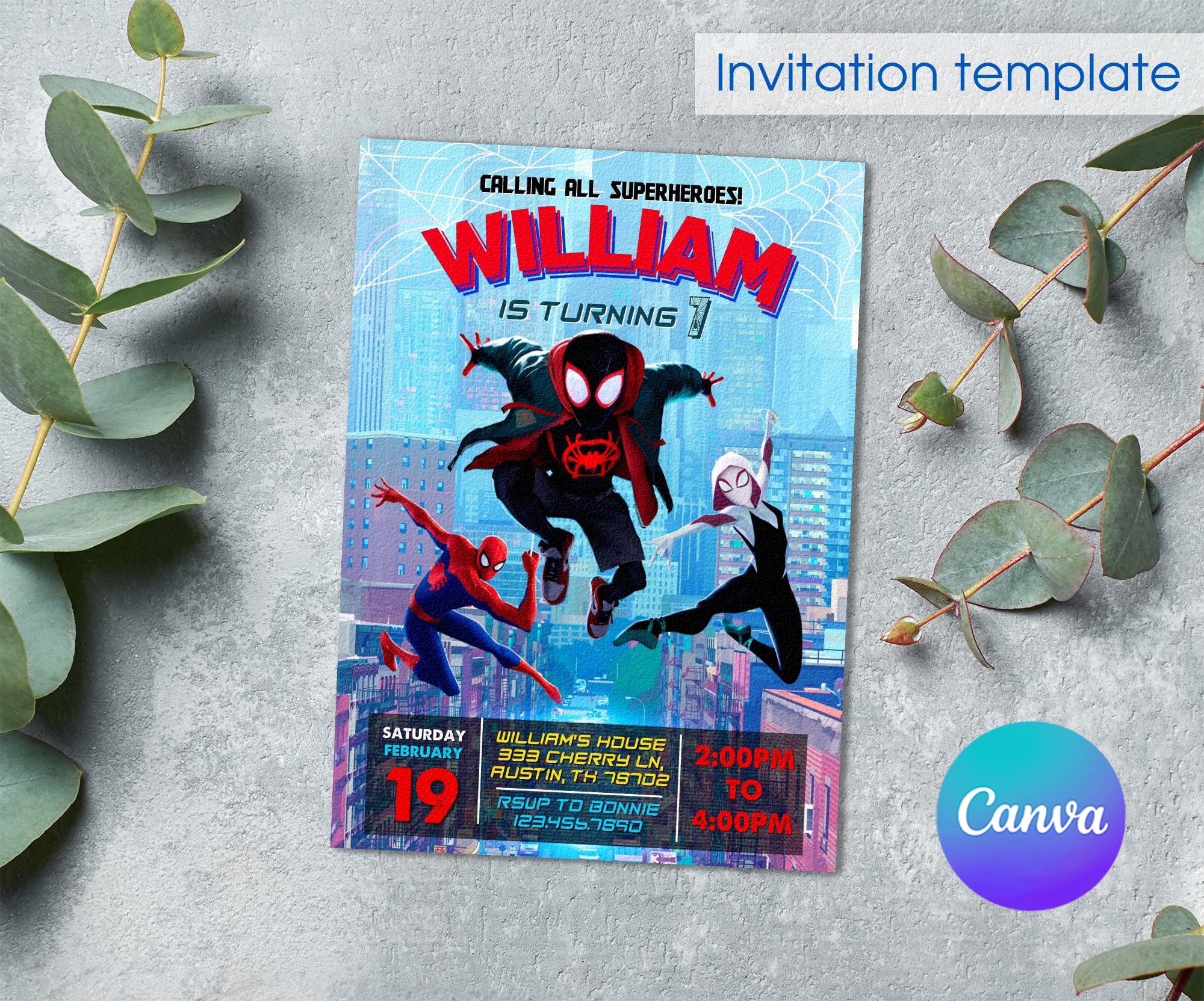 Spiderman Birthday Invitation, Comics Superhero Invite, Printable ...