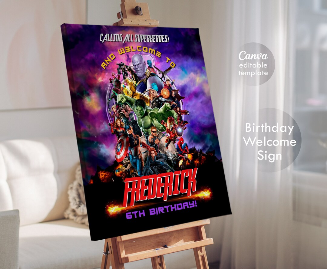 Avengers Printable Welcome Sign Template, Superhero Birthday Party ...