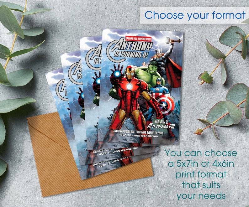 Avengers Birthday Invitation, Comics Superhero Invite, Printable ...