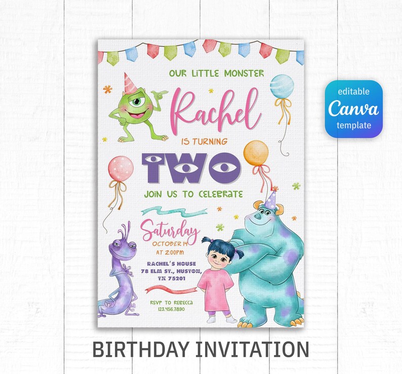 Monster Birthday Invitation, 1st Birthday Invite, Printable Monsters ...