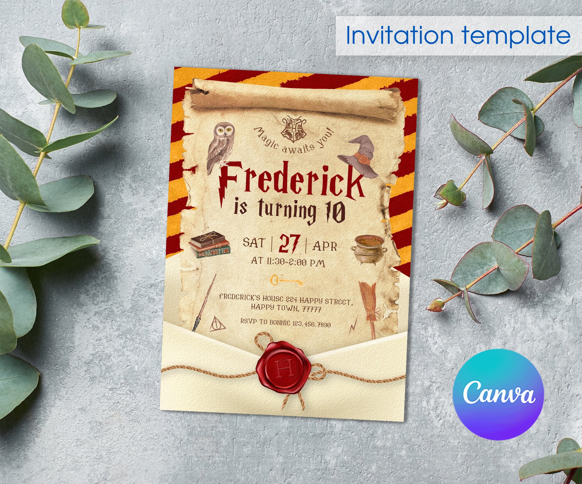 Wizard Birthday Invitation, Printable Wizard Party Invite, Witches ...