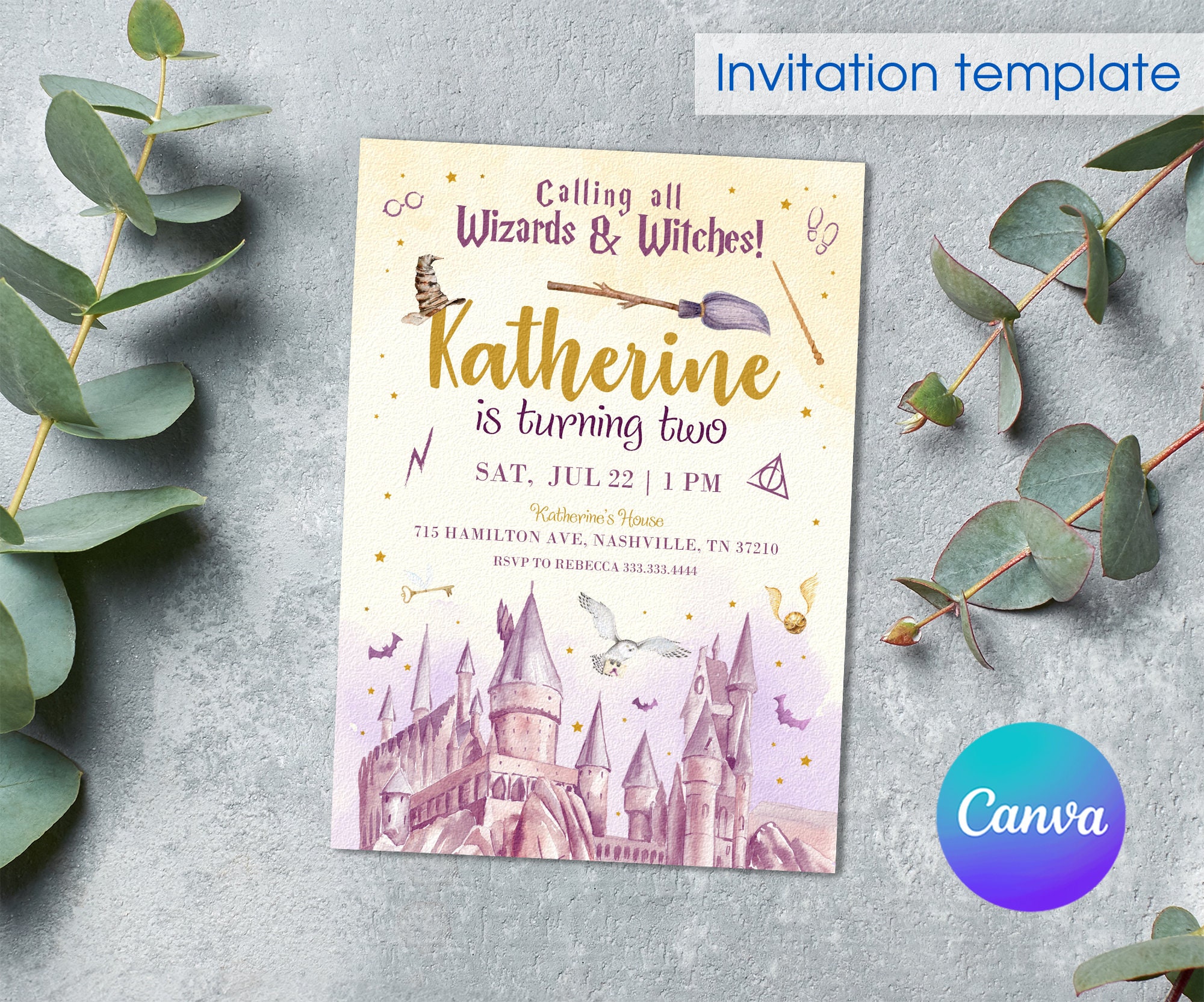 Wizard Birthday Invitation, Printable Wizard Party Invite, Witches ...