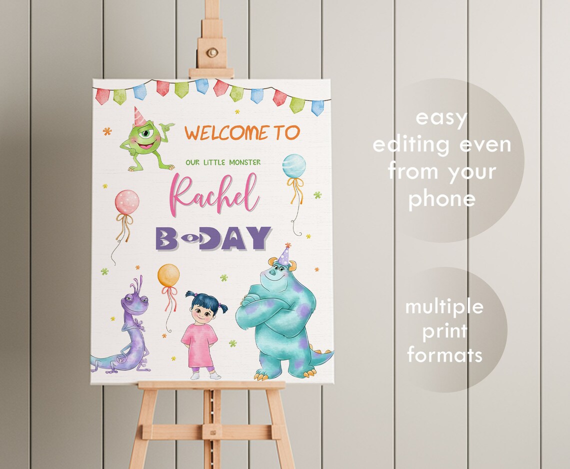 Monster Inc Printable Welcome Sign Template, Monsters University ...