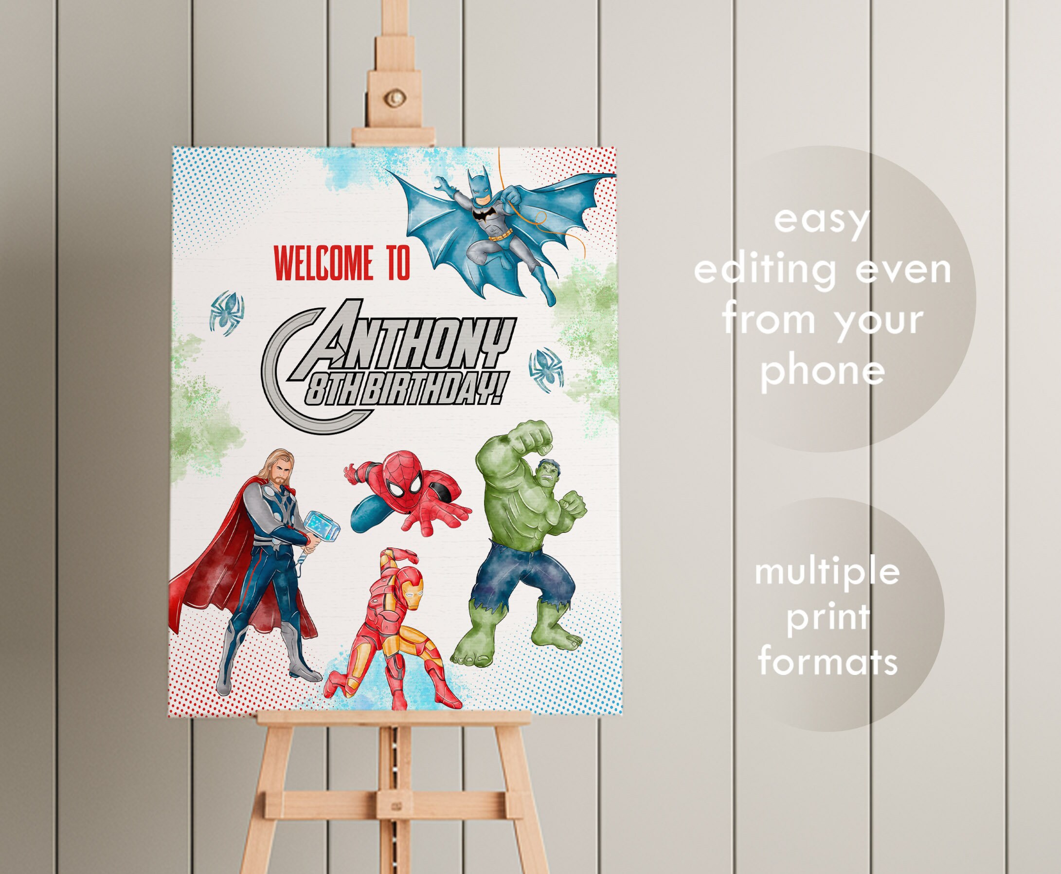Avengers Printable Welcome Sign Template, Superhero Birthday Party ...