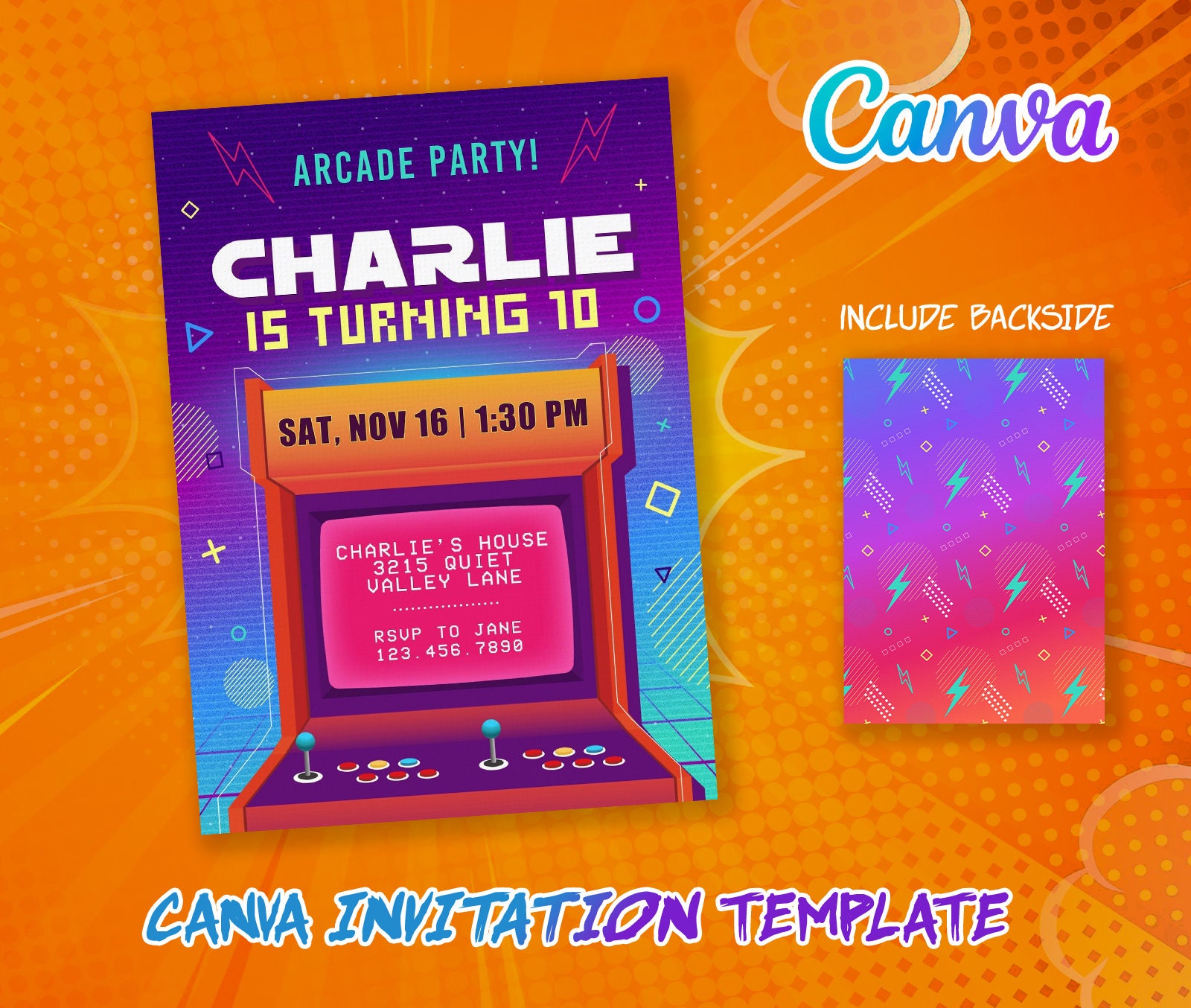 Arcade Invite Gaming Birthday Invitation Arcade Invitation - Etsy