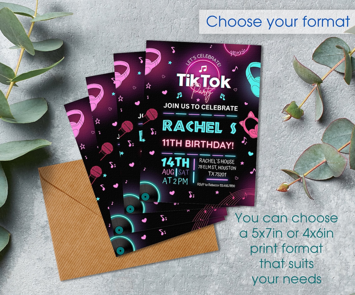 Tiktok Birthday Invitation, Tik Tok Invite, Printable Editable Party ...