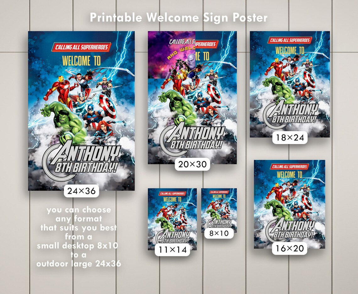 Avengers Printable Welcome Sign Template, Superhero Birthday Party ...