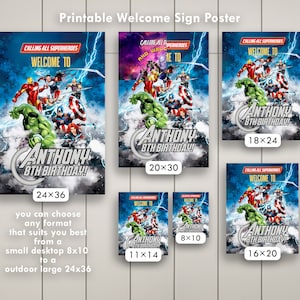 Avengers Printable Welcome Sign Template, Superhero Birthday Party ...