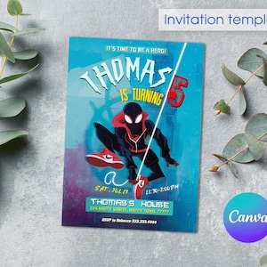 Spiderman Birthday Invitation, Comics Superhero Invite, Printable ...