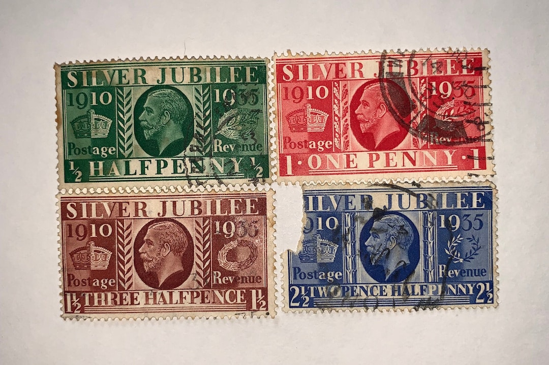 1935 Silver Jubilee King George V Set of 4 Stamps - Etsy