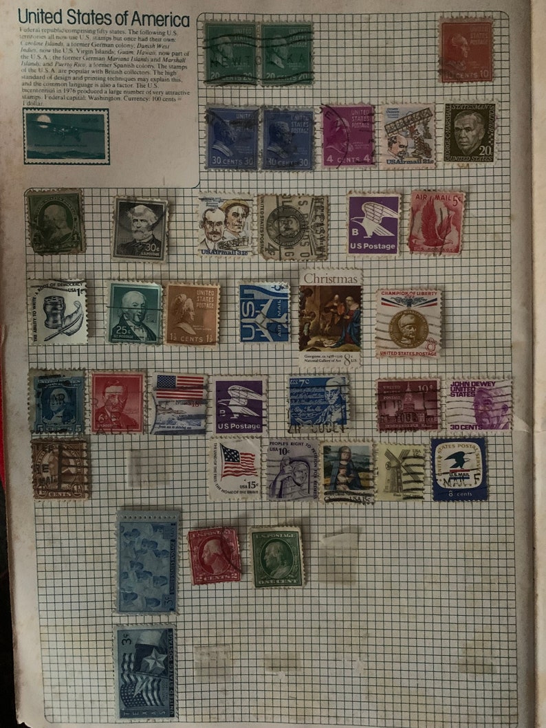 Mix of United States of America Stamp Collection Sold by the Page - Etsy