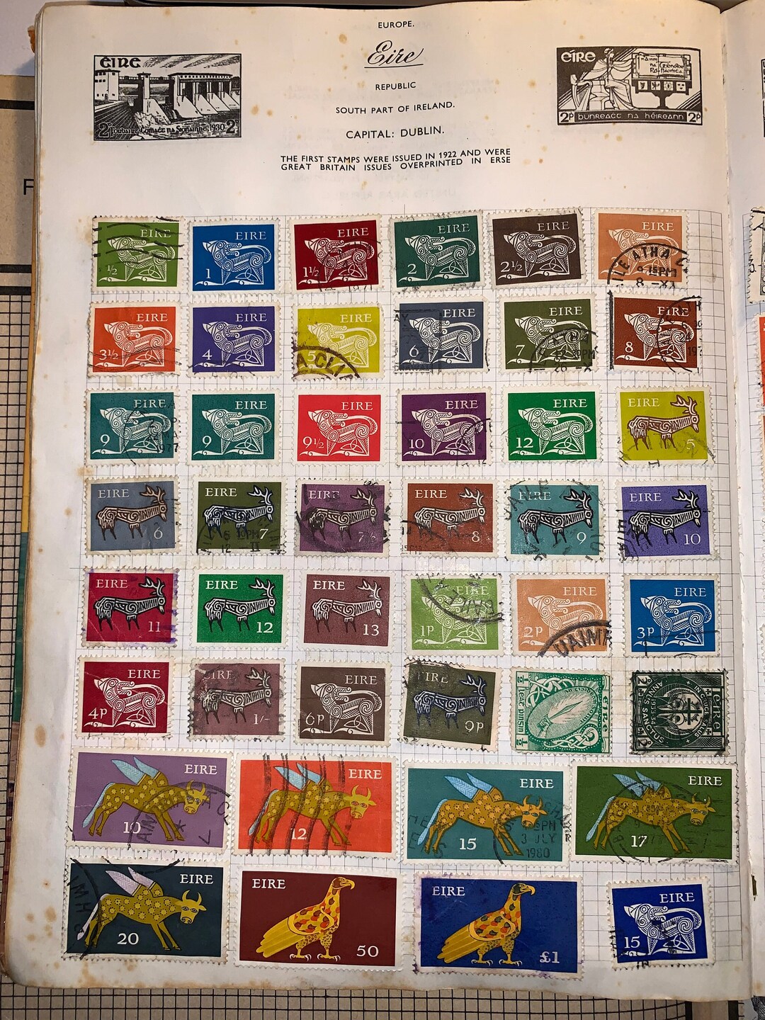 Eire Stamp Set 1 Page of Ireland Stamps - Etsy