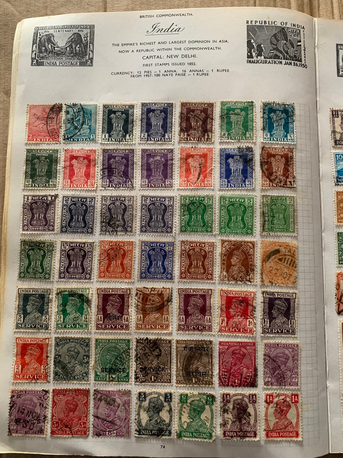 3 Pages of India Postage Stamps Including Hong Kong - Mixed Years and ...