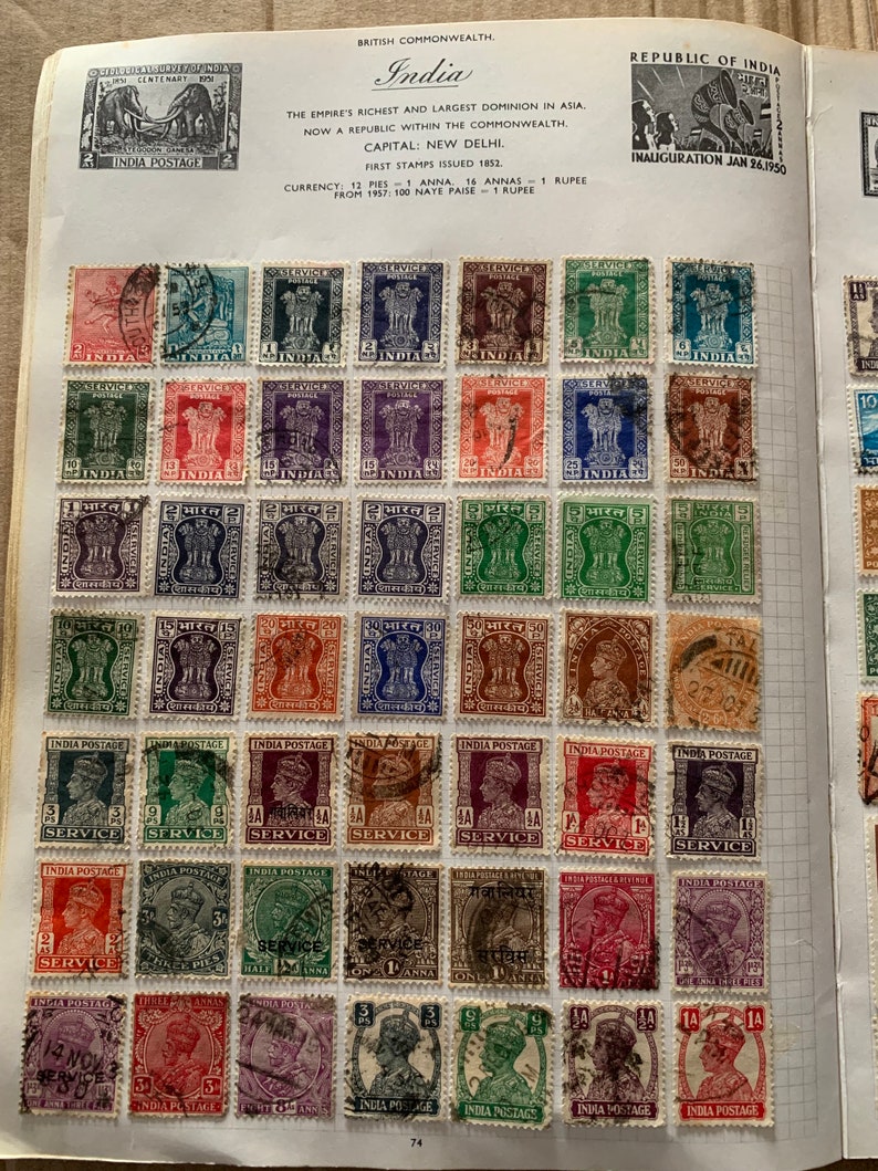 3 Pages of India Postage Stamps Including Hong Kong - Mixed Years and ...