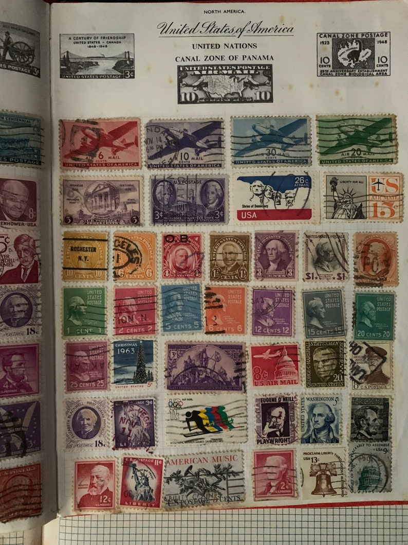 Mix of United States of America Stamp Collection Sold by the Page - Etsy