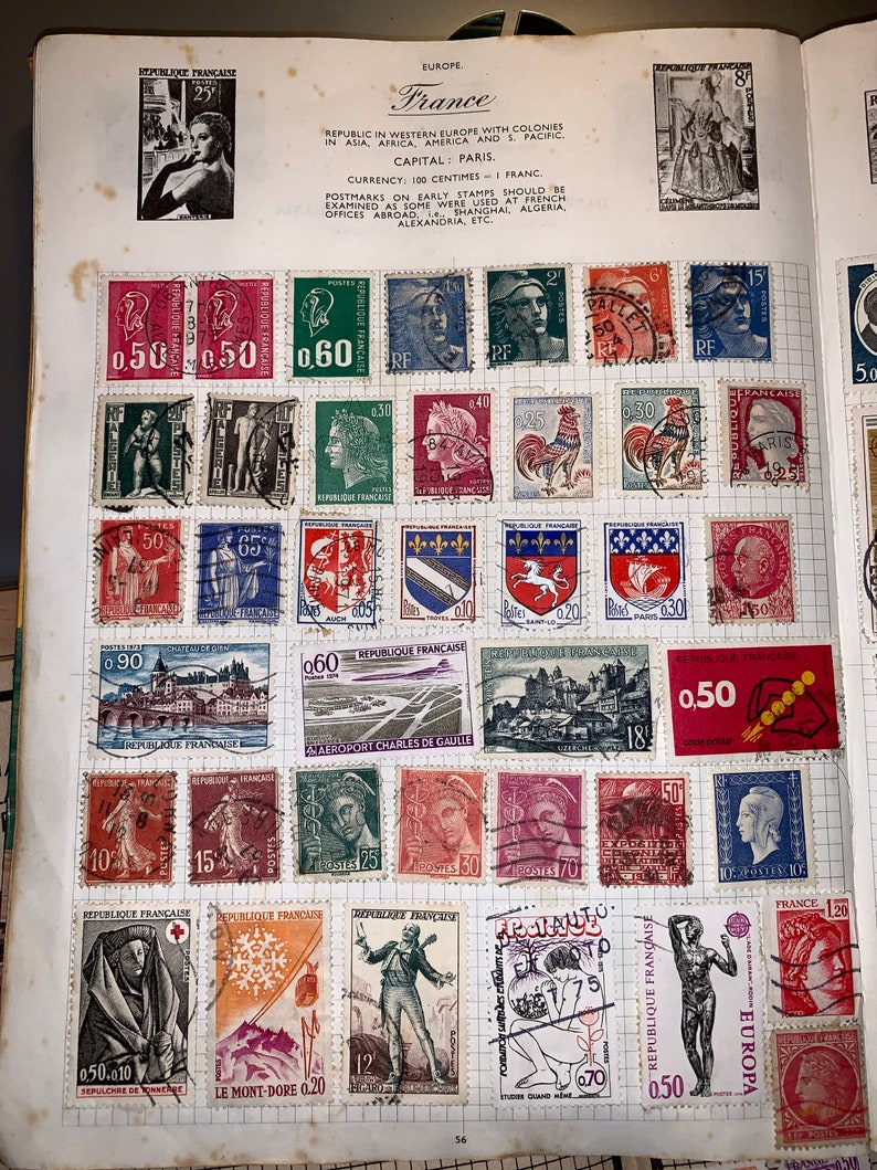France and French Colonies Stamp Collection - 8 Pages of Mixed French and Colonies Stamps - Etsy