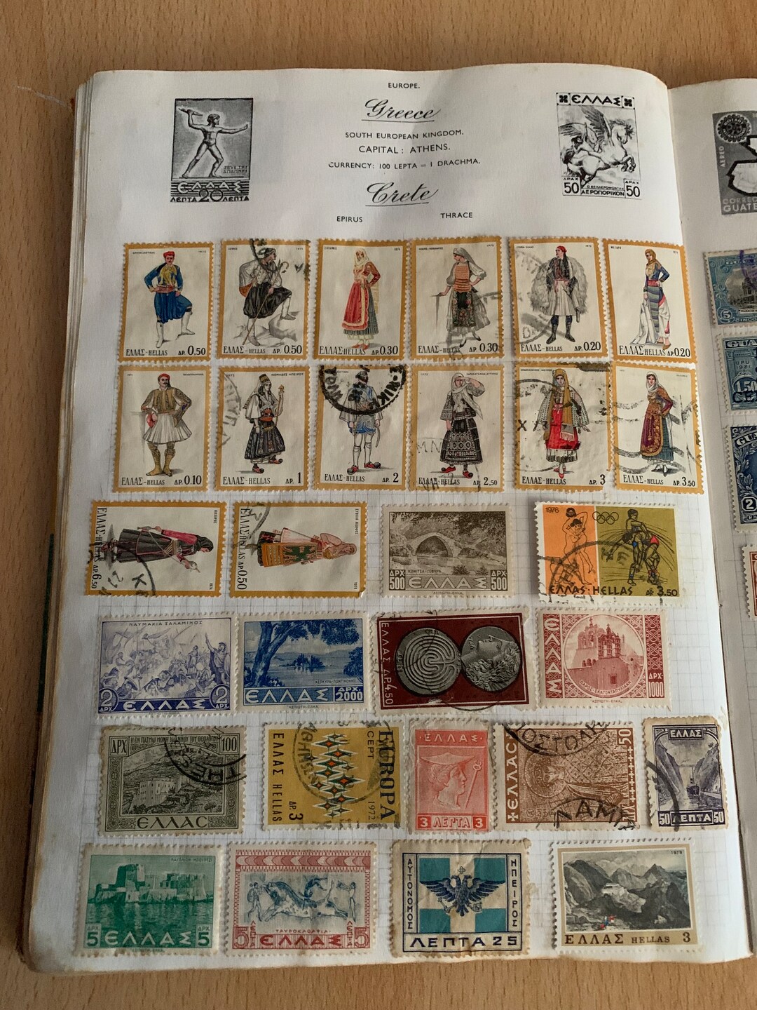Greek Stamps - 1x Page of Mixed Greece Stamps - Etsy