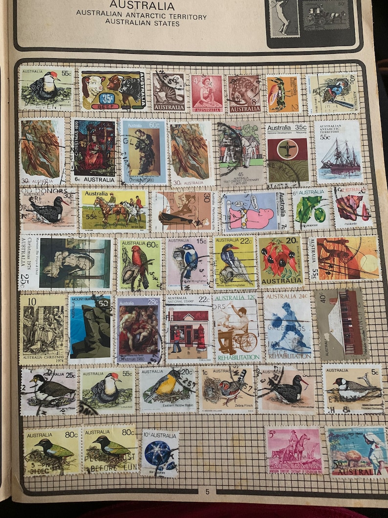 Mix of Australian Stamp Collection by Page - Etsy Australia