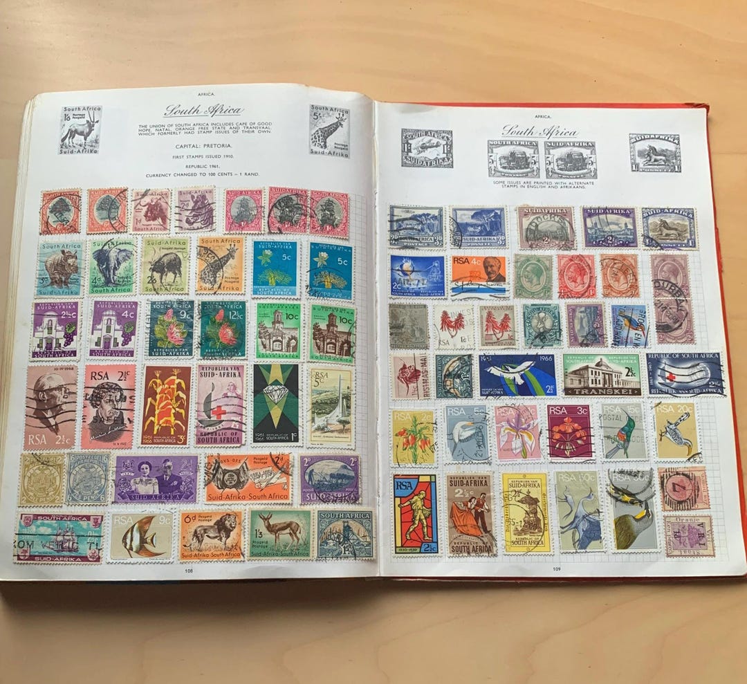 70 South Africa Postage Stamps Across 2 Pages Mixed Years and Condition ...