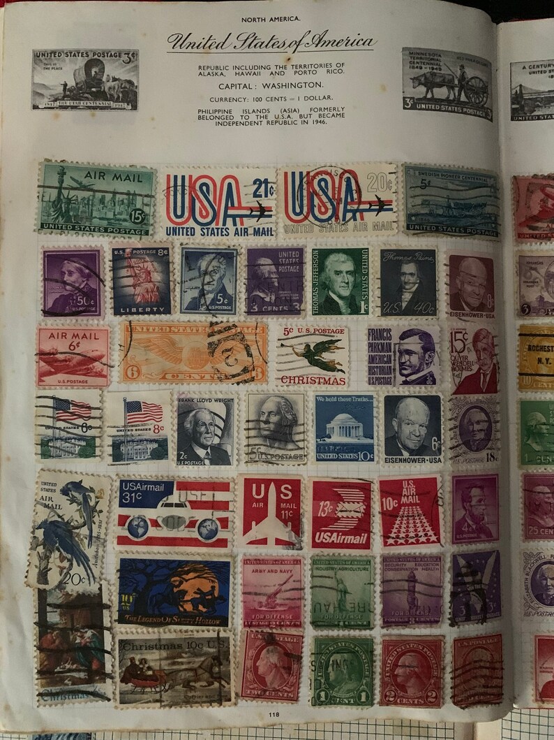Mix of United States of America Stamp Collection Sold by the Page - Etsy
