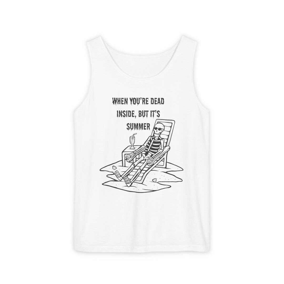 Skeleton Sunbathing Tank Top: Vintage Style Graphic Muscle Tee - Etsy