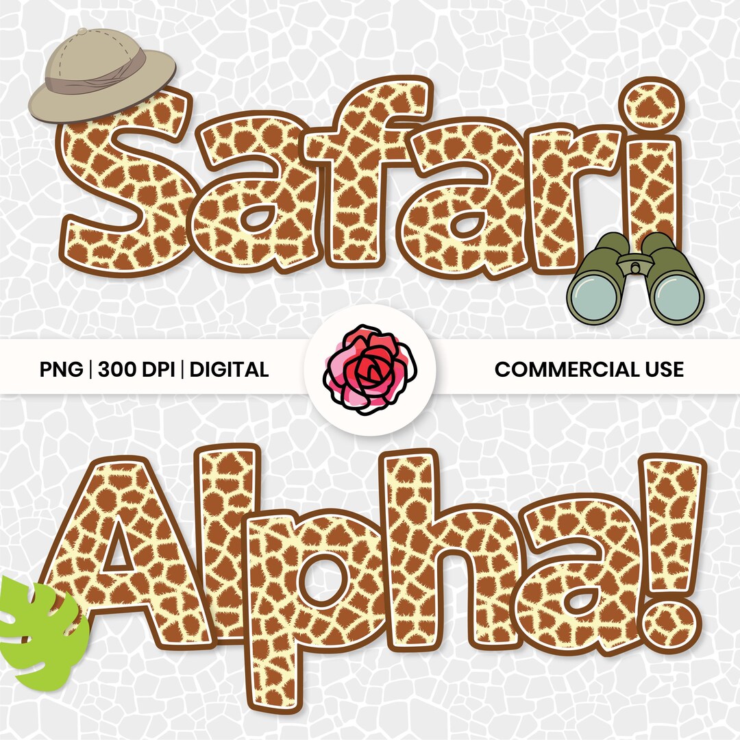 Safari Alphabet Letters, Giraffe Sublimation Clipart PNG, Animal Print ...