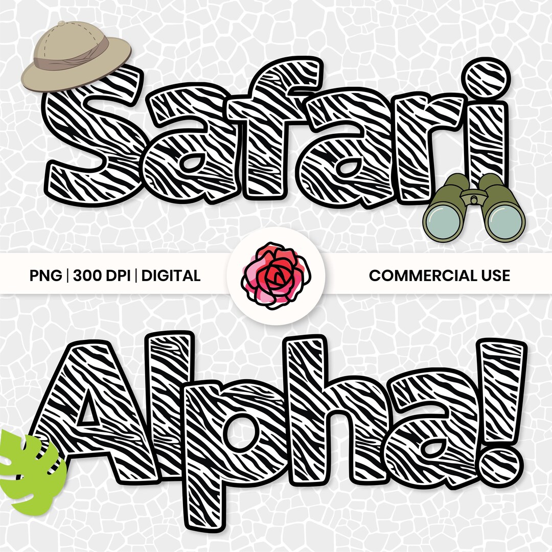 Zebra Alphabet Letters, Safari Sublimation Clipart PNG, Animal Print A ...