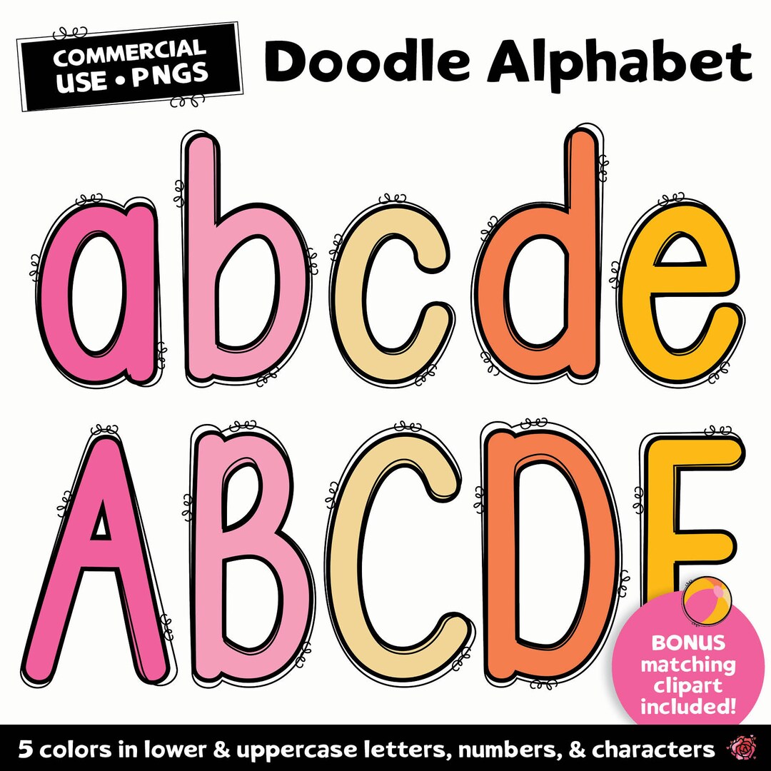 Tropical Doodle Letters Png, Scribble Font Alphabet Letters for ...