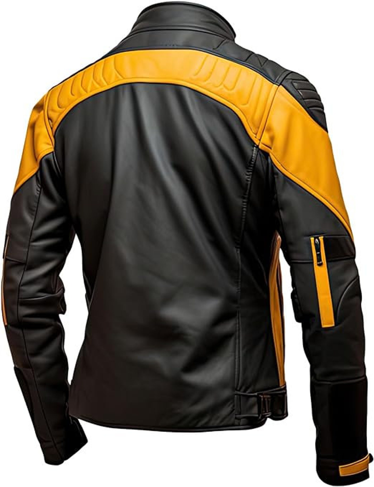 Mens Black and Yellow Jacket, Mens Faux Leather Jacket, Motorcycle Faux ...