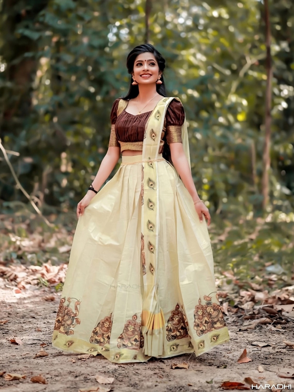 Stitched Dhavani Set With Unstitched Blouse Traditional Kerala Davani ...