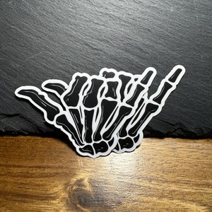 Skeleton Hand Sticker - Shaka Hand - Hang Loose Sticker, Waterproof ...
