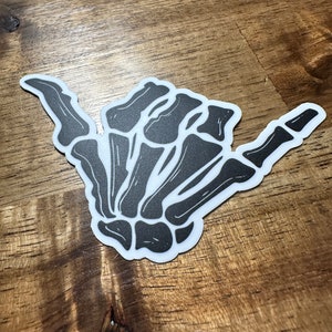 Skeleton Hand Sticker - Shaka Hand - Hang Loose Sticker, Waterproof ...